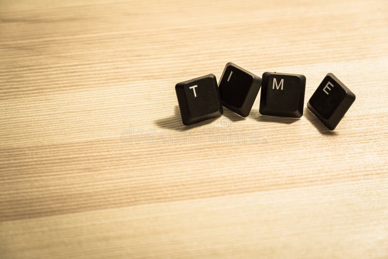 Time Word Keyboard on Wooden Floor in Retro Style Stock Image - Image ...