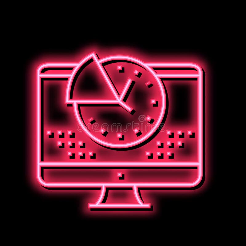 Time for Working on Computer Neon Glow Icon Illustration Stock Vector ...