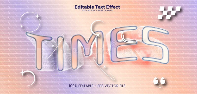 Time Y2k Effect Editable Text Effect in Modern Trend Style Stock Vector ...