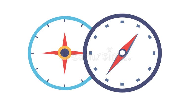 Time Zone Compass: Intersecting Clocks and Compass Rose, Vector Design ...