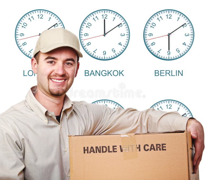 Time zone delivery man stock photo. Image of labor, isolated - 17921852