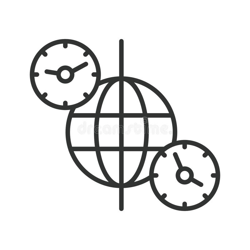 Time Zone Difference, Icon in Line Design. World Clock, Global Time ...