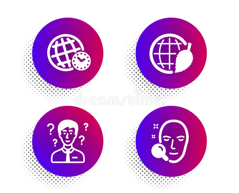 Time Zone, Environment Day and Support Consultant Icons Set. Face ...