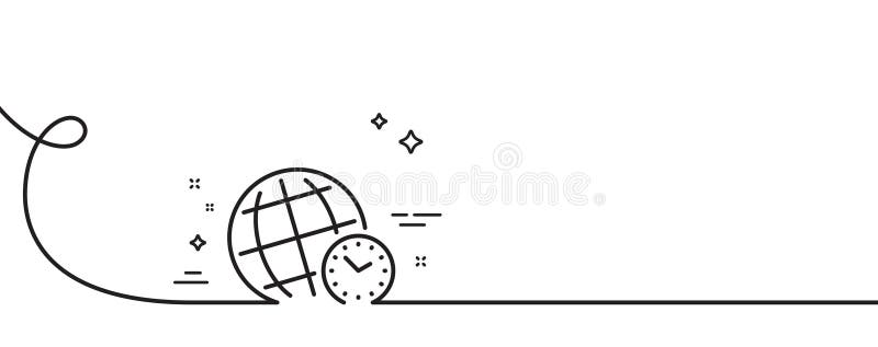 Time Zone Line Icon. World Clock Sign. Watch. Continuous Line with Curl. Vector Stock ...