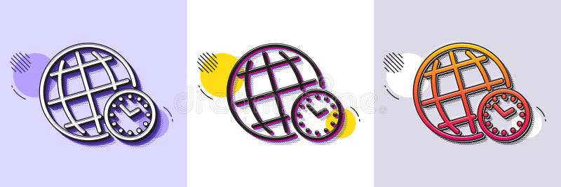 Time Zone Line Icon. World Clock Sign. Watch. Halftone Dotted Pattern ...