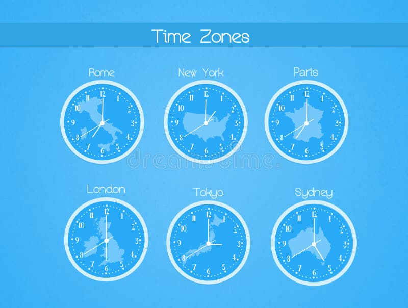 Time zones clocks stock illustration. Illustration of international ...
