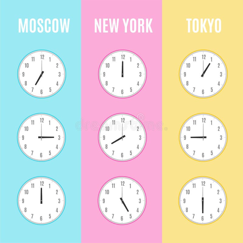 Time Zones Clocks Vector Template Stock Vector - Illustration of number ...