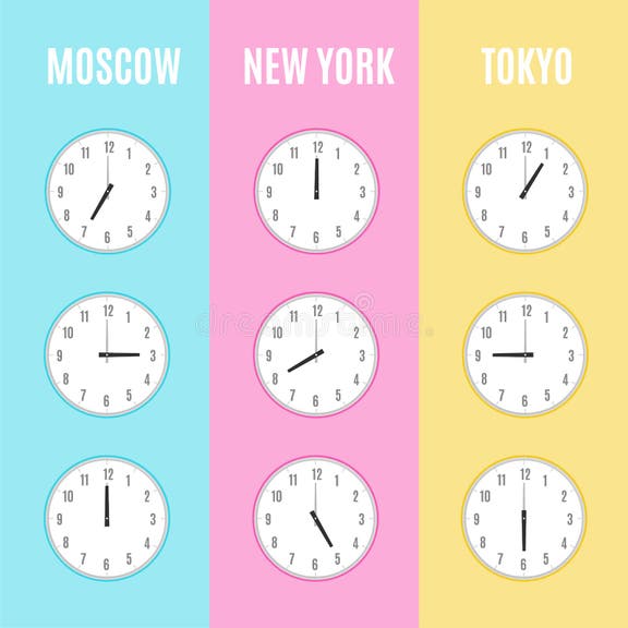 Time Zones Clocks Vector Template Stock Vector - Illustration of number ...