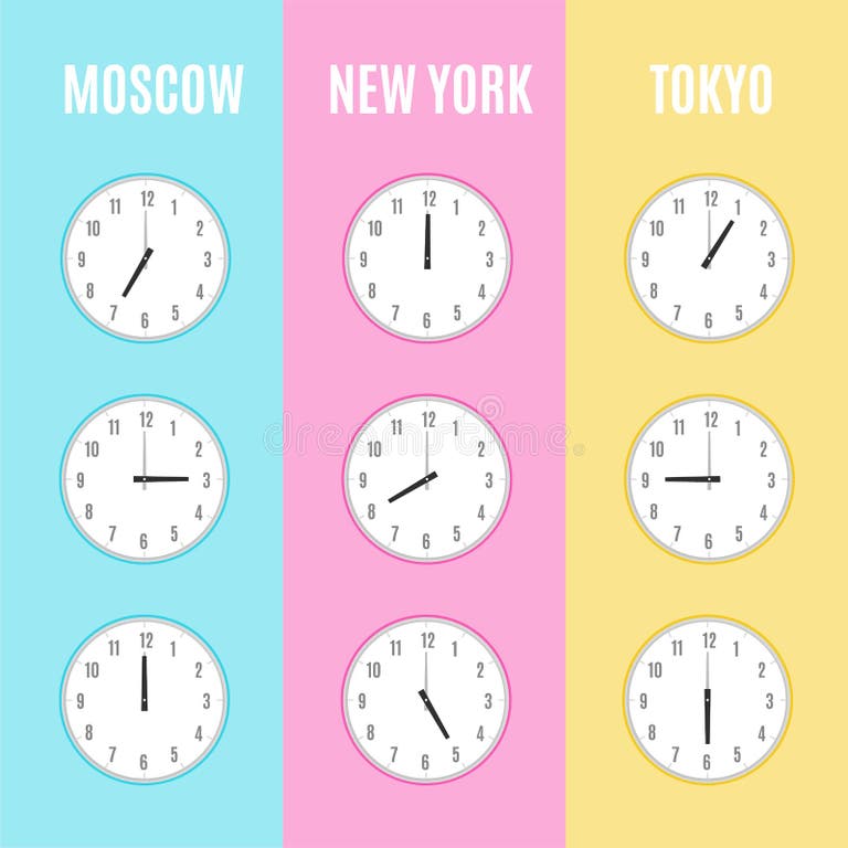Time Zones Clocks Vector Template Stock Vector - Illustration of number ...