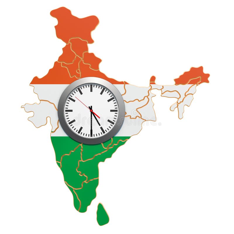 Time Zones in India Concept. 3D Rendering Stock Illustration ...