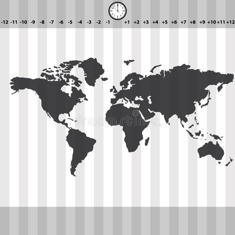 Vector World Map of Local Time Zones Centered by America Stock Vector ...