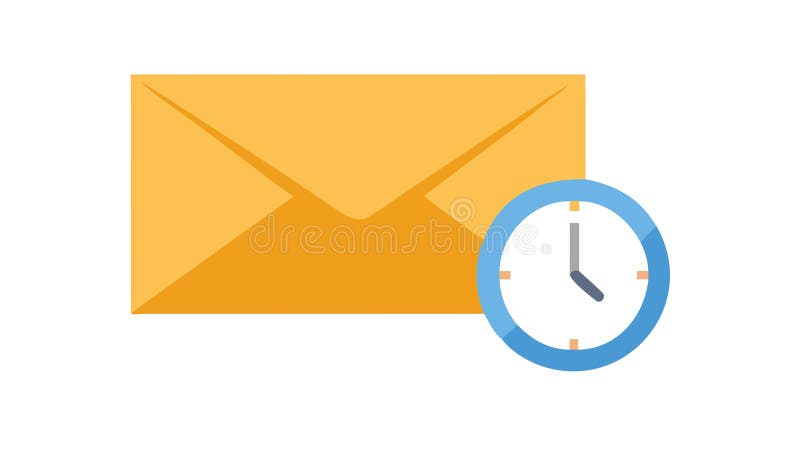 Timed Message Delivery, Clock and Envelope Icon, Vector Design ...
