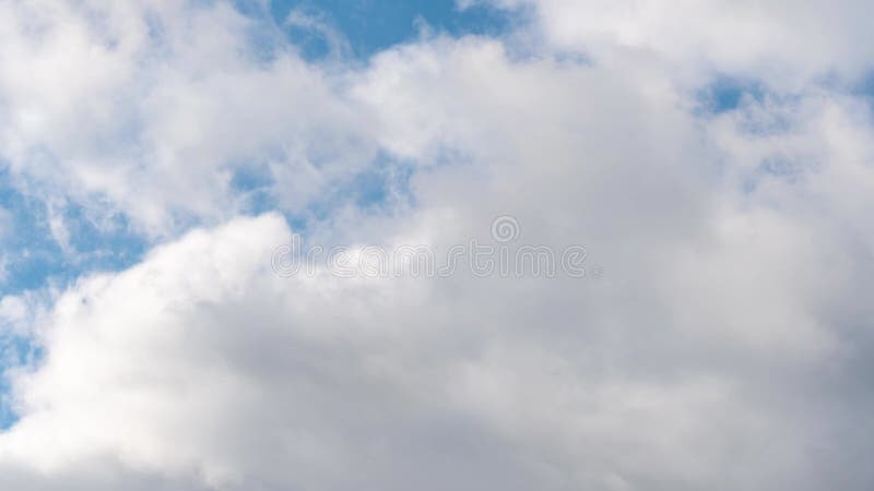 Timelapse of Cloud Movement. White Fluffy Clouds Move Slowly Against ...