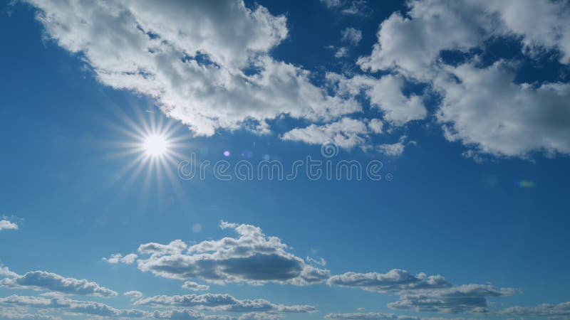 Clouds with Bright Sun Rays. Sun Ray Shine through White Fluffy Cloud ...