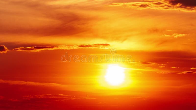 Timelapse Dramatic Sunset with Sun Rays in the Sky through Orange ...