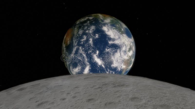 Earthrise Over the Moon S Surface from Lunar Orbit Stock Video - Video ...