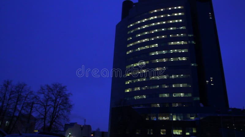 Timelapse with Elevators in Modern Office Building at Dawn Stock ...