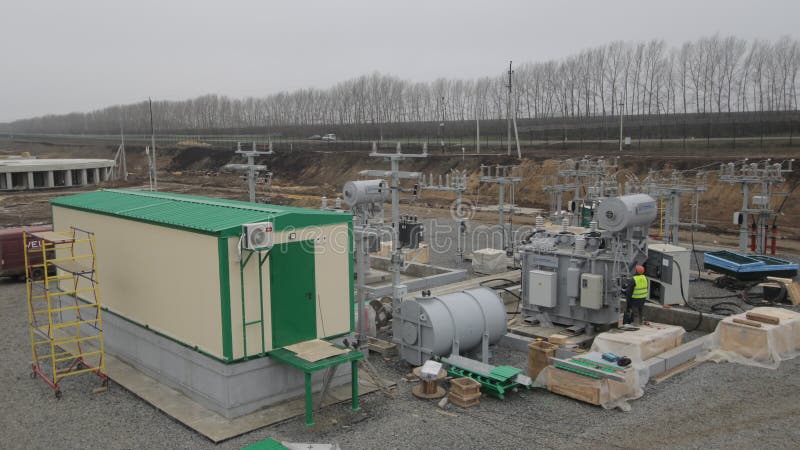 Timelapse of Equipment Installation at Electrical Substation Stock ...