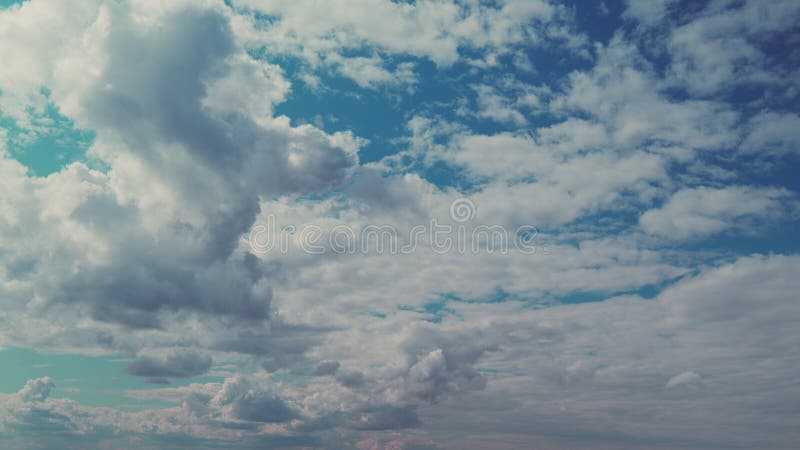 Floating Fluffy Clouds. Two Layers of Cloudiness. Blue Summer Sky with Clouds Moving in ...