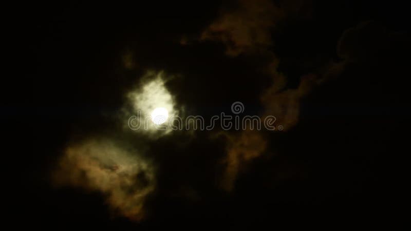 Timelapse of Full Moon, Dark Dramatic Clouds in Night Sky, Anamorphic ...