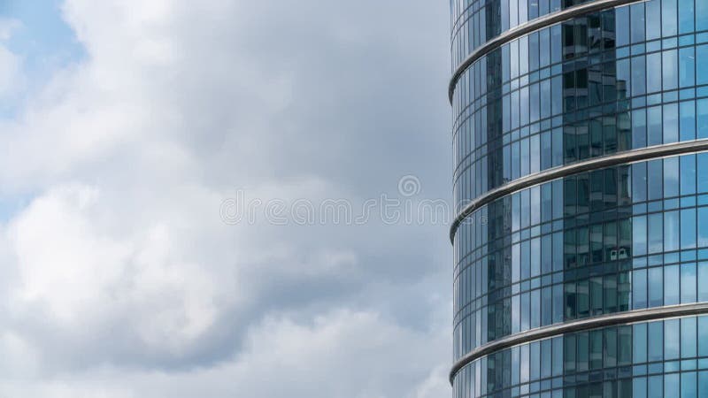 Timelapse Glass Skyscraper High Office Building Facade, Blue Sky and ...