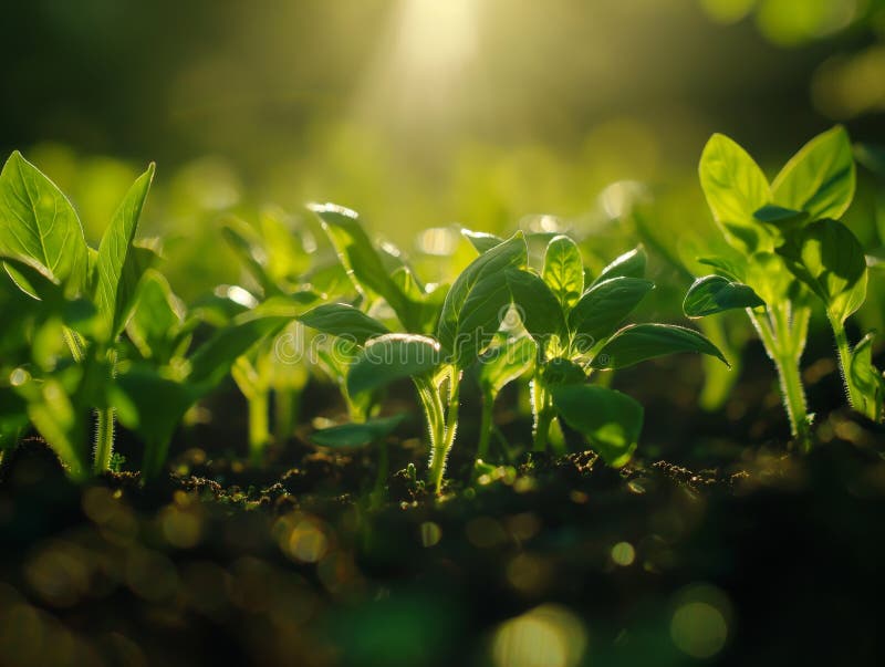 Timelapse of Growing Basil Plants with Lens Flare Stock Photo - Image ...