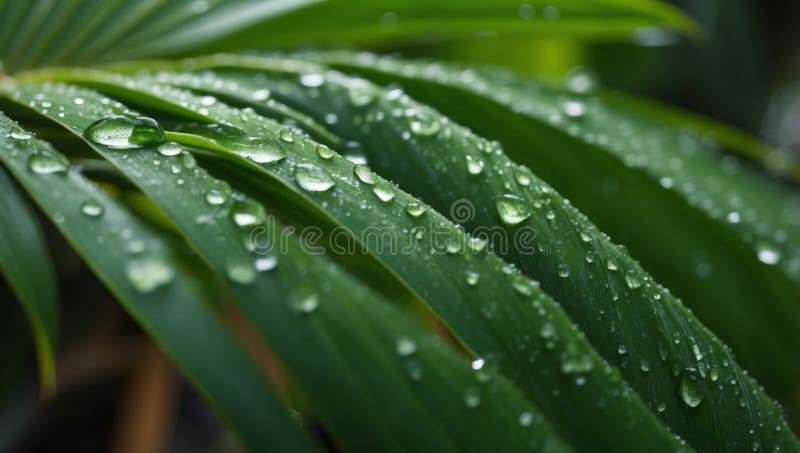 Timelapse of a Palm Leaf with Dew Droplets Captured in High Natural ...