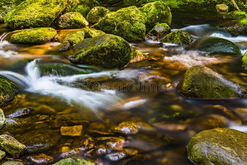 Timelapse Photography Of River Flowing Through Moss-covered Rocks ...