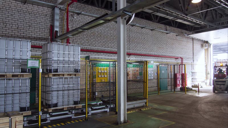 Timelapse Plastic Containers on Production Line in Storage Stock Video ...