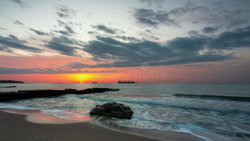 Timelapse with the Rising Sun at a Beautiful Sandy Coast Stock Video ...