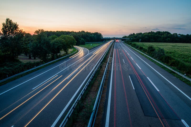 Timelapse Shot of Car Lights Driving Down the Road Stock Image - Image ...