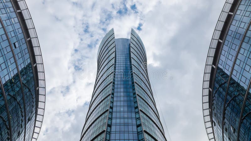 Timelapse Skyscrapers, High Office Buildings Facades, Blue Sky and ...
