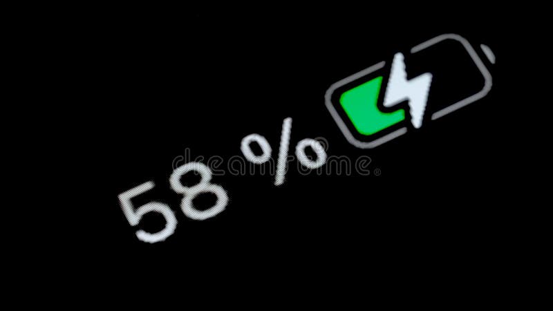 Timelapse - Smartphone Battery Level Indicator Charging Process - Close ...