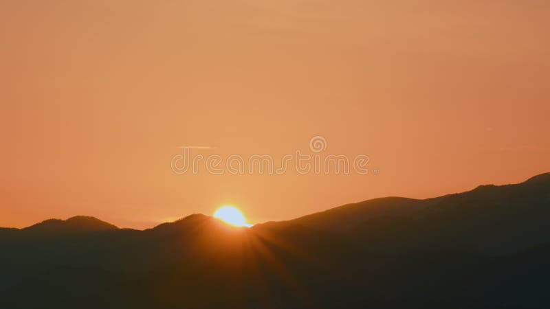 Sunrise Over Mountain Forest. Sunrise Mountains Sun Rays Clouds. Big ...