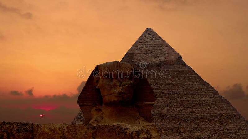 Timelapse. Sunrise Over The Pyramid Of Cheops And Sphinx. Giza Egypt. V ...
