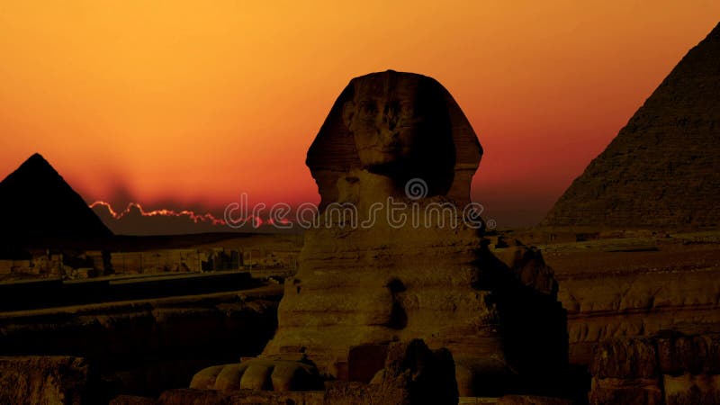 Timelapse. Sunrise Over the Pyramid of Cheops and Sphinx. Giza Egypt. V ...