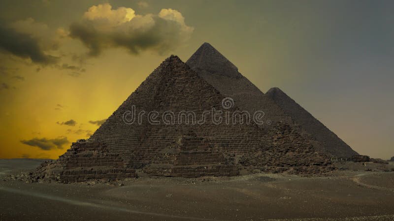 Sunset Clouds Over Great Pyramids in Egypt, 4k Stock Footage - Video of ...