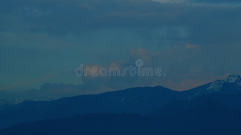 Sunset in a Mountain Range with Mountains Backlit. Beautiful Landscape ...