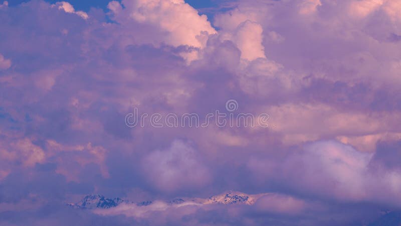 Sunsetting with Mountain Silhouette Shape. Big Beautiful Sunset Cloud ...