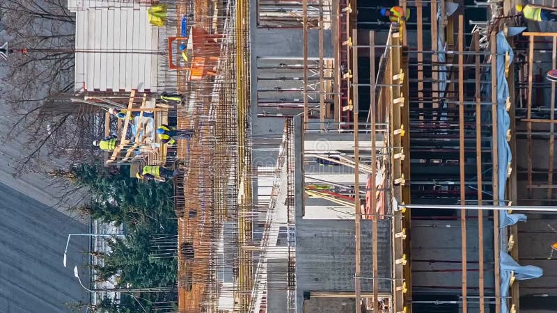 Timelapse of Teamwork at Construction Site of Modern Condo, Residential ...