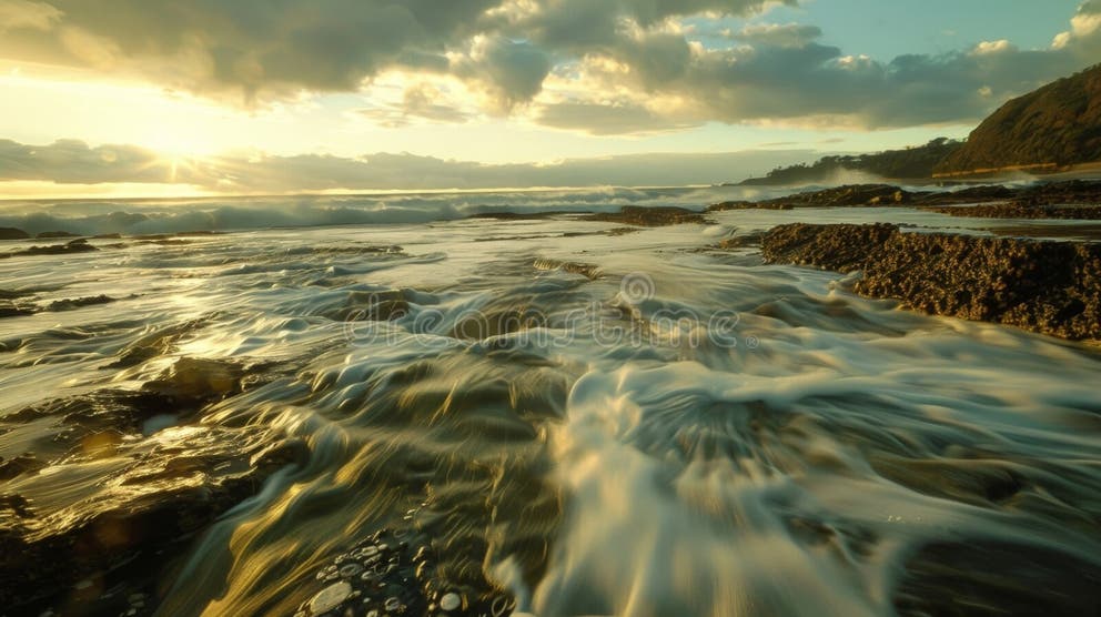 A Timelapse of a Tide Pool Capturing the Ebb and Flow of the Water and ...