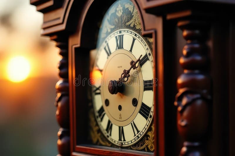 Timeless Antique Chiming Clock Stock Illustration - Illustration of ...