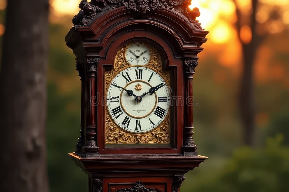 Timeless Antique Clock with Chimes Stock Illustration - Illustration of ...