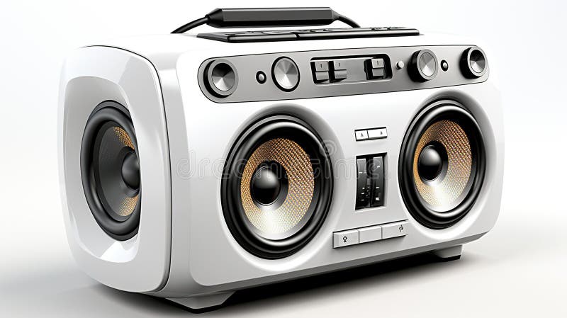 Timeless Beats: a Modern Boom Box Stereo on a Clean White Background ...