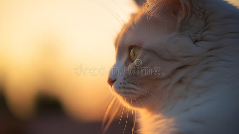 Timeless Beauty: Exquisite Cat Photo at Golden Hour Stock Illustration ...
