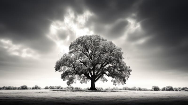 Timeless Black and White Tree Stock Illustration - Illustration of ...