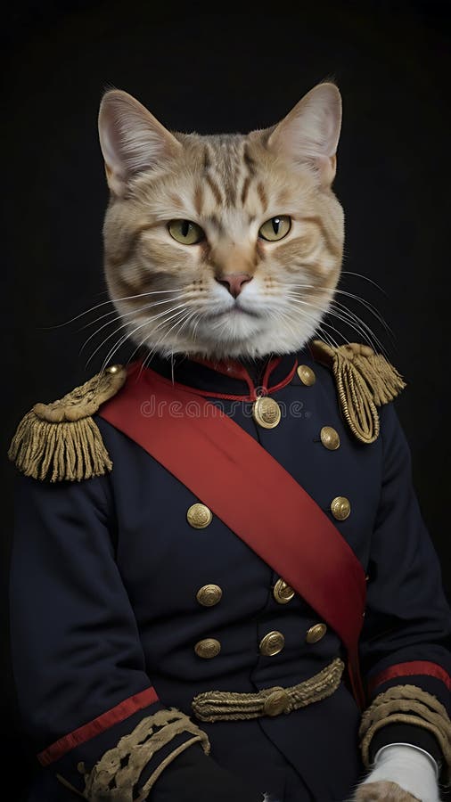 Timeless Cat in Lavish Historical Clothes Captured on a Dramatic Dark ...