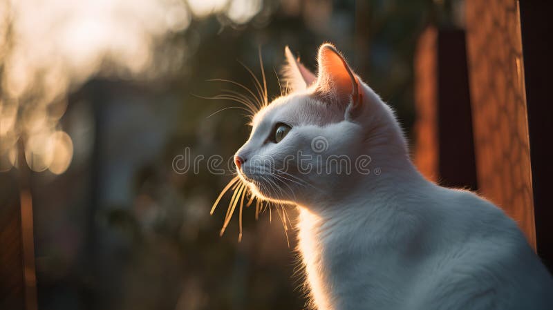 Timeless Charm Captured: an Exquisite Cat at Golden Hour Stock ...