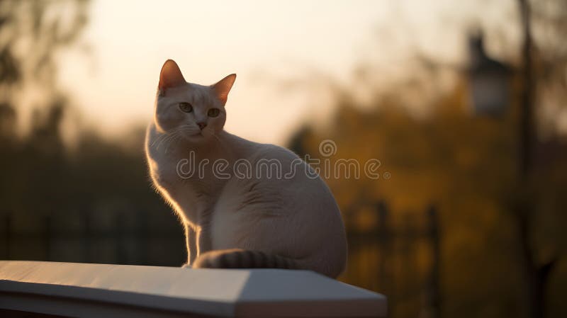 Timeless Charm Captured: an Exquisite Cat at Golden Hour Stock ...