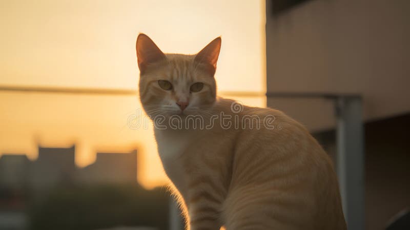 Timeless Charm: a Cat Captured in Golden Hour S Glory Stock ...